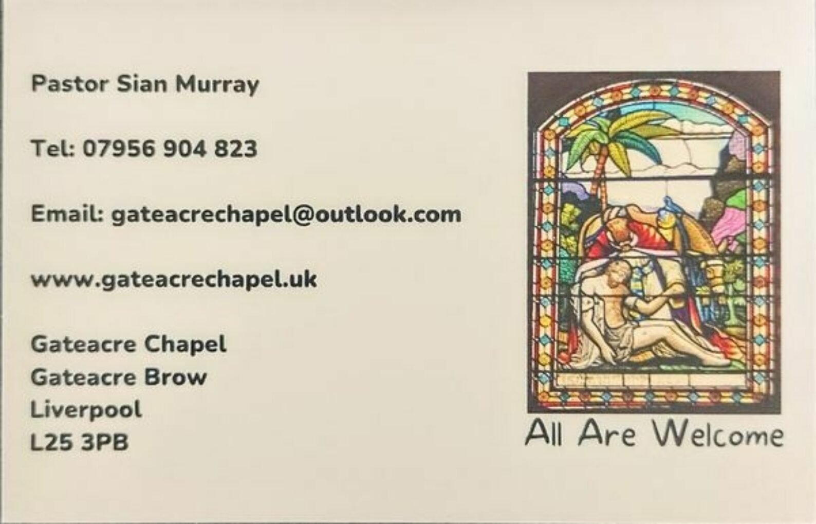 Brand New Business Cards | Gateacre Chapel